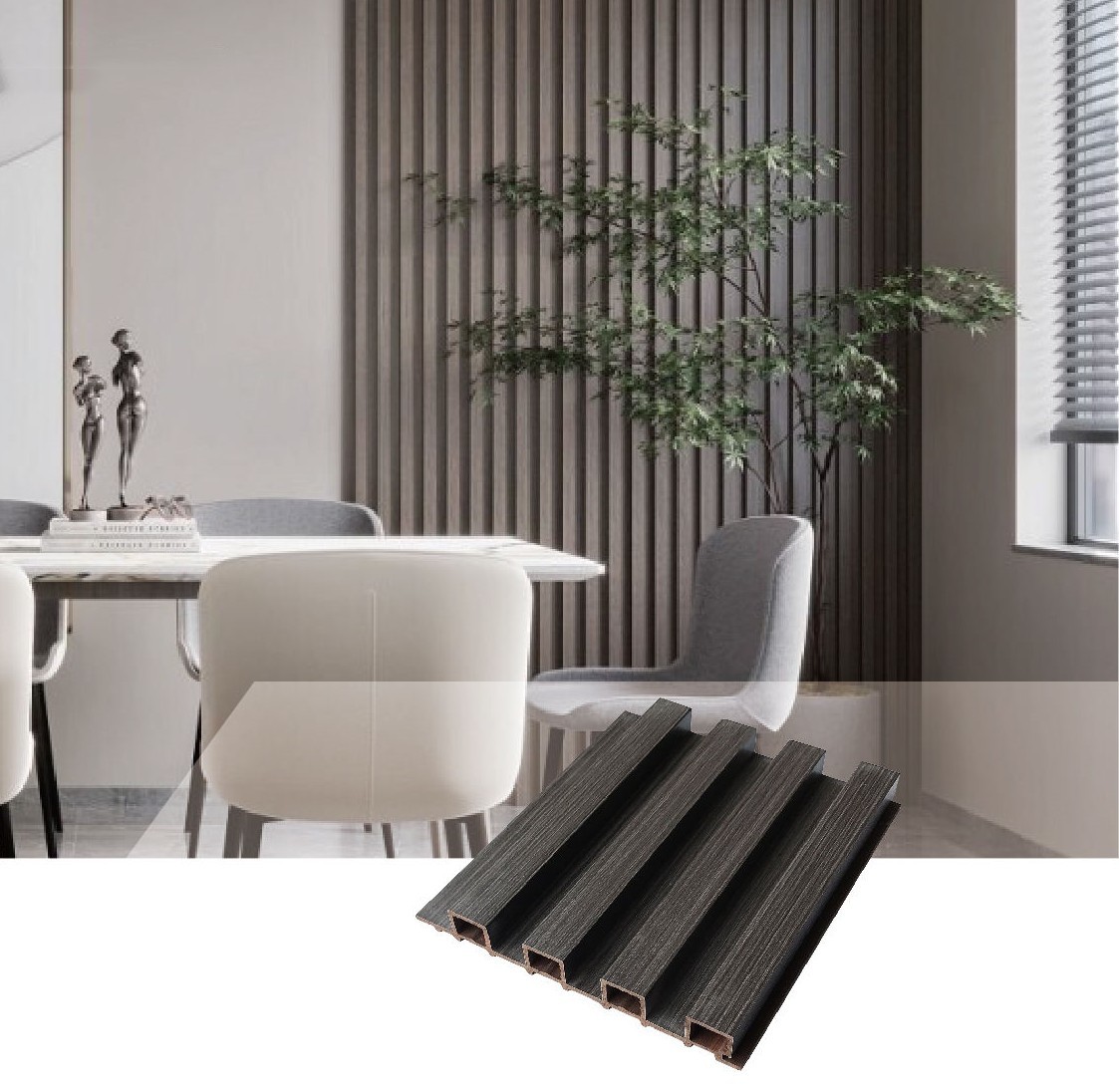 Crack Resistance Grille Cladding Wpc Fluted Wall Panels Wood Grain 177* ...