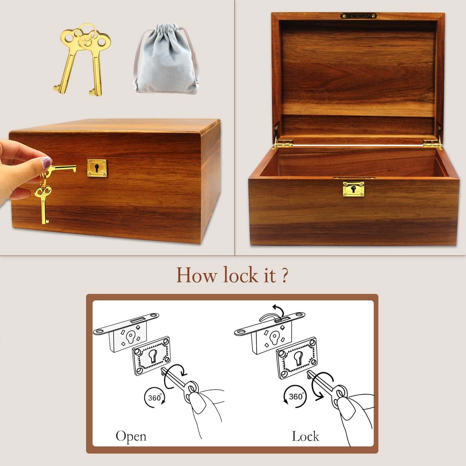 Eco Friendly Lockable Wooden Storage Box