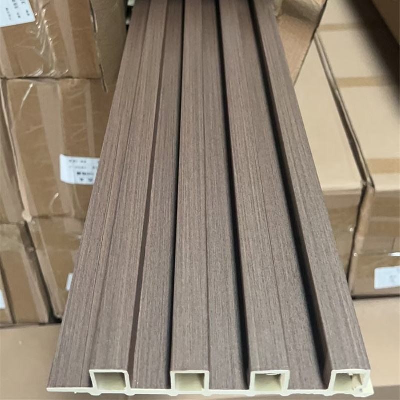Waterproof wpc wall panel pvc film wood plastic wpc ceiling slat cladding fluted indoor wall panel