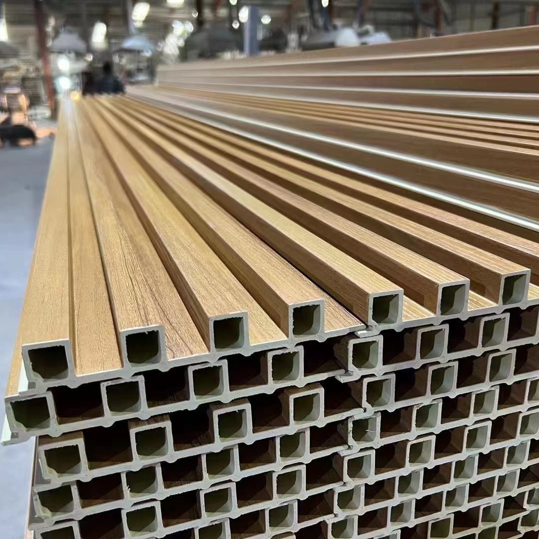 Wooden Grain Pvc Indoor Decorative Wpc Fluted Wall Panel Cladding ...